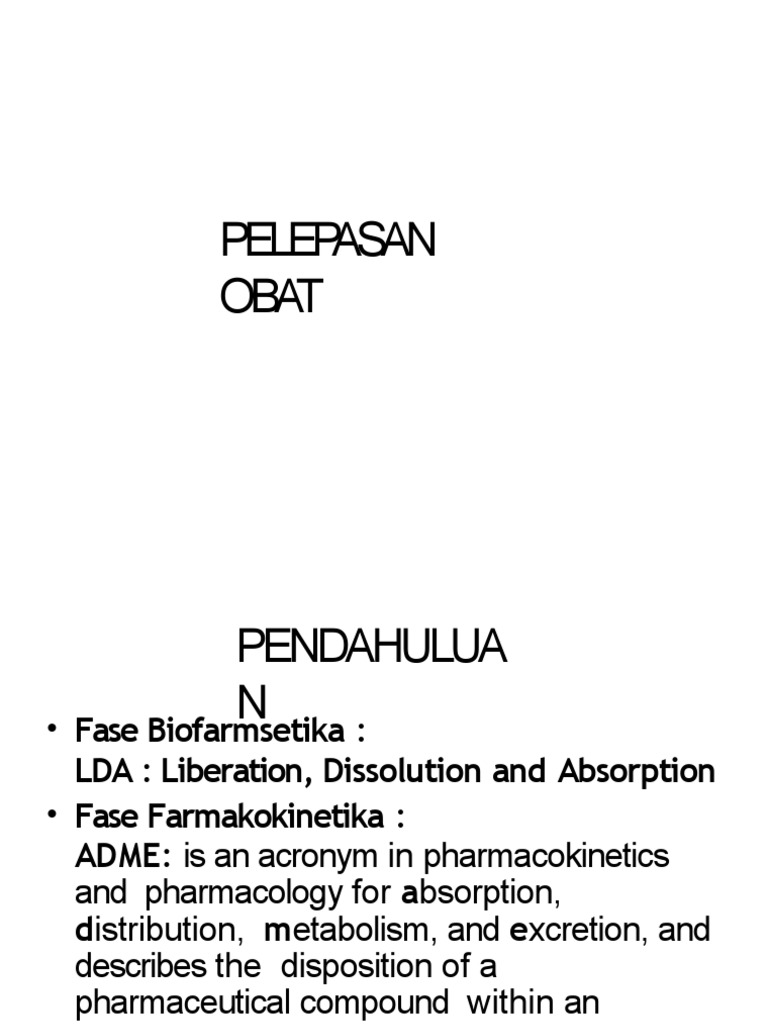 Pelepasan Obat Dan Perhitungan Disolusi | PDF
