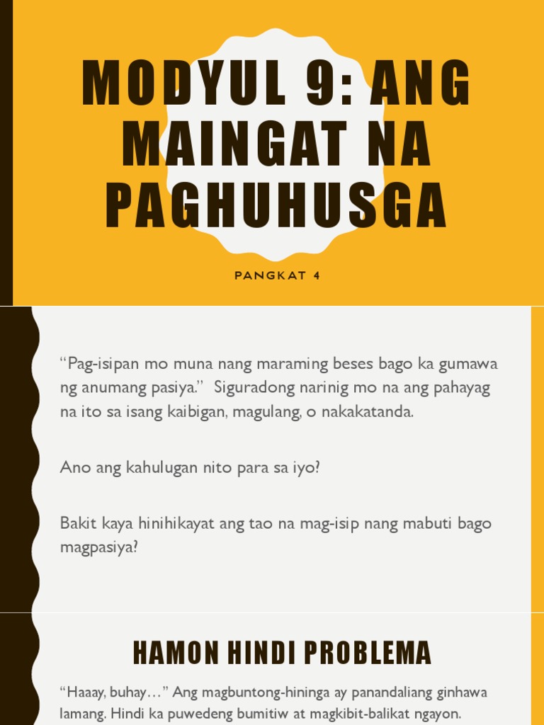 Modyul 9: Ang Maingat Na Paghuhusga | PDF