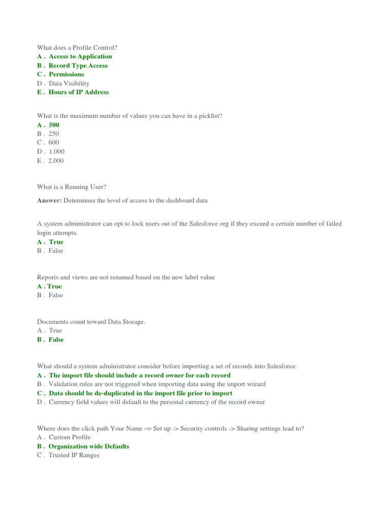 Salesforce Dump Questions For Admin | PDF