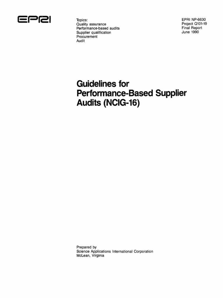 EPRI Supplier Performance Base Audit | PDF | Quality Assurance ...