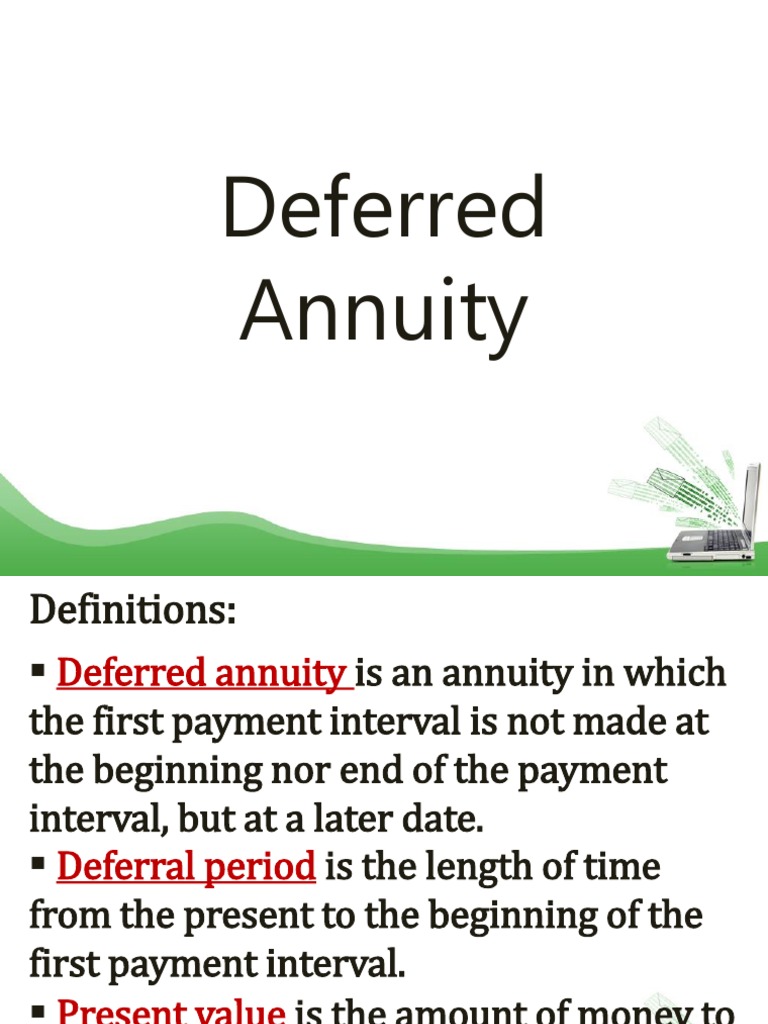 Present Value of Deferred Annuities: Examples and Solutions | PDF ...