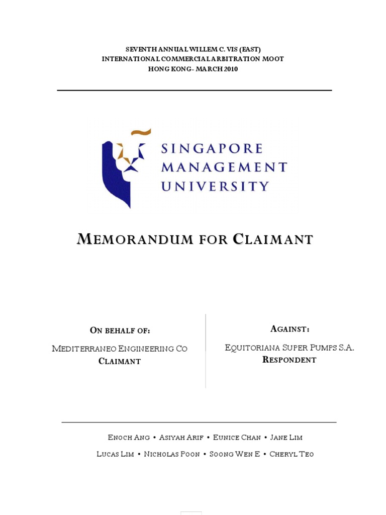 Best Memorial for Vis Moot 2010 | PDF | Arbitration | Tribunal
