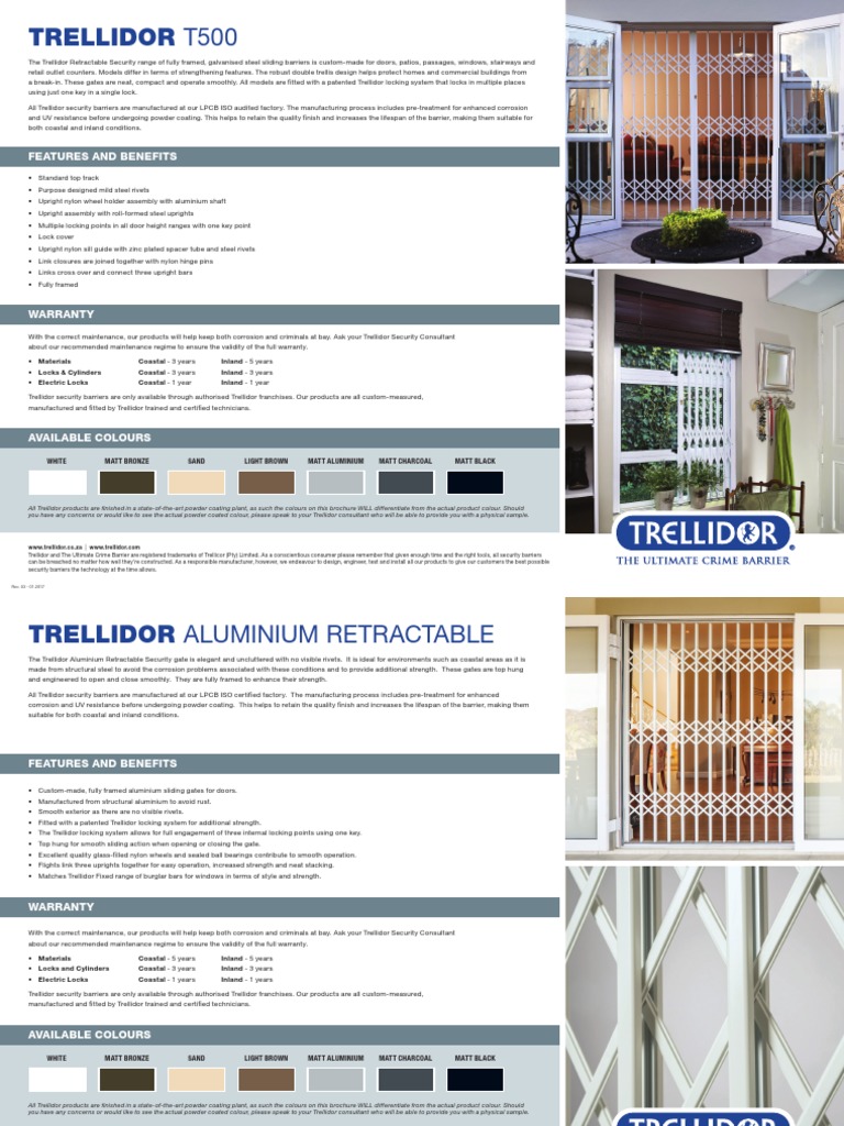 Trellidor T Series | PDF | Door | Galvanization
