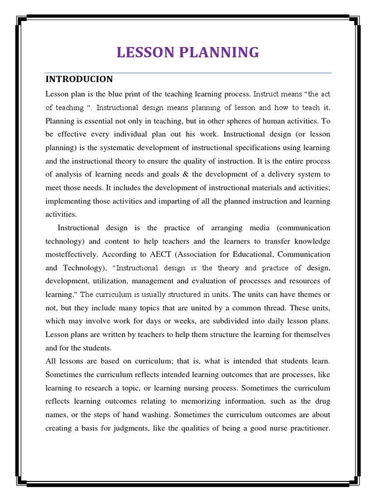 Lesson Planning | PDF | Lesson Plan | Instructional Design