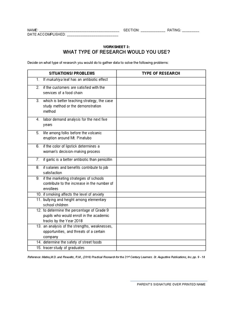 Research Worksheet 3 PDF | PDF | Career & Growth | Social Science