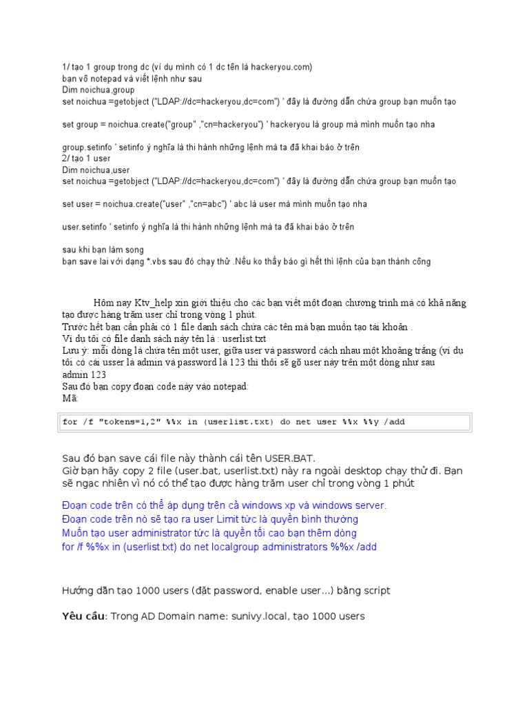 Tao User Va Group Bang Script | PDF