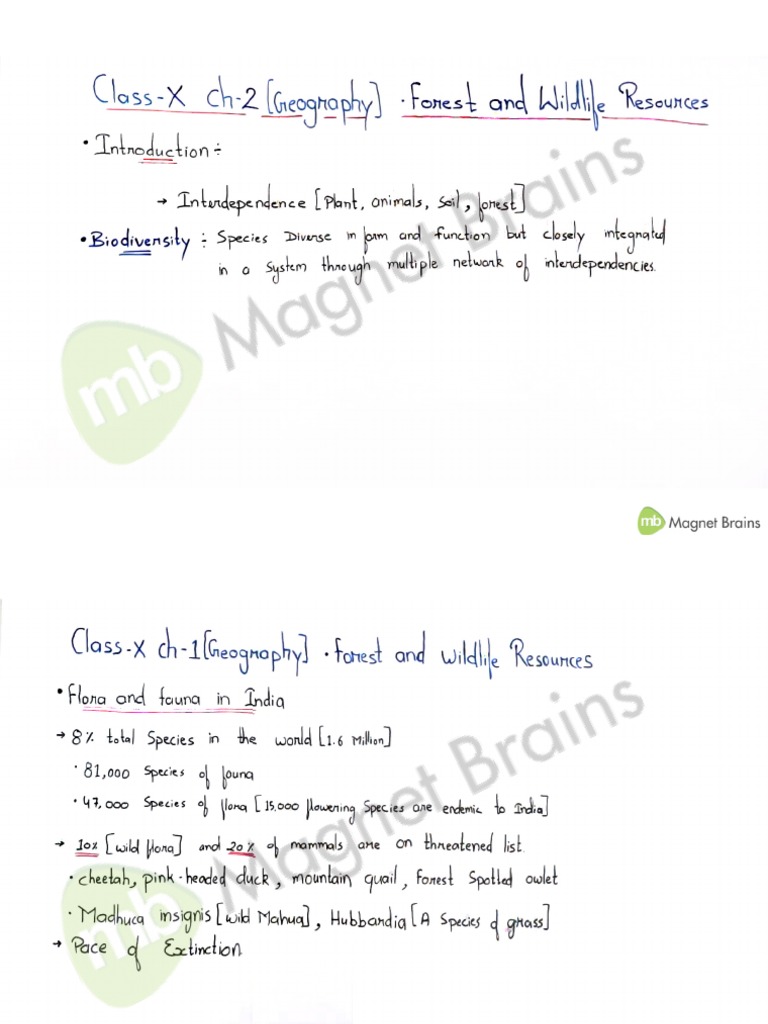 Class 10th Geography Chapter 2 Forest and Wildlife Resources | PDF