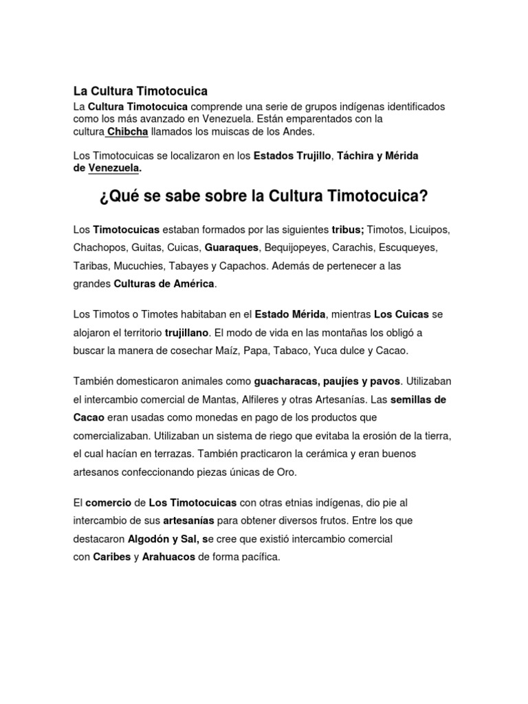 La Cultura Timotocuica | PDF | Cultura de las Americas | Pueblos ...