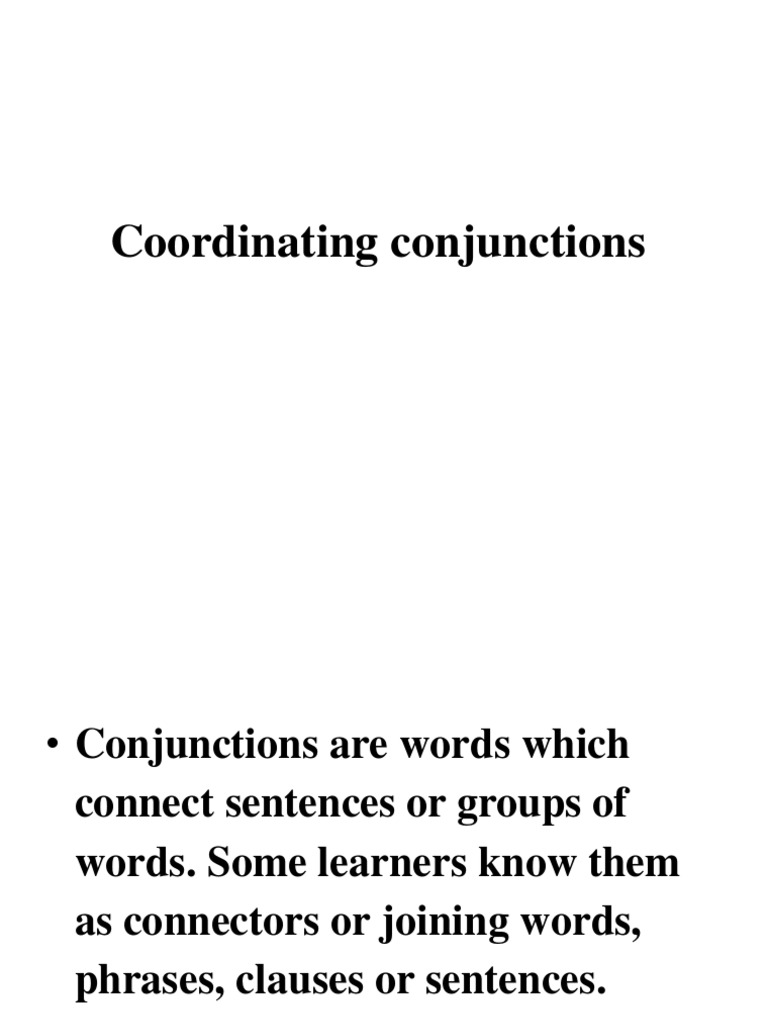 Ppt Coordinating Conjunction Fanboys Pdf Linguistic Typology