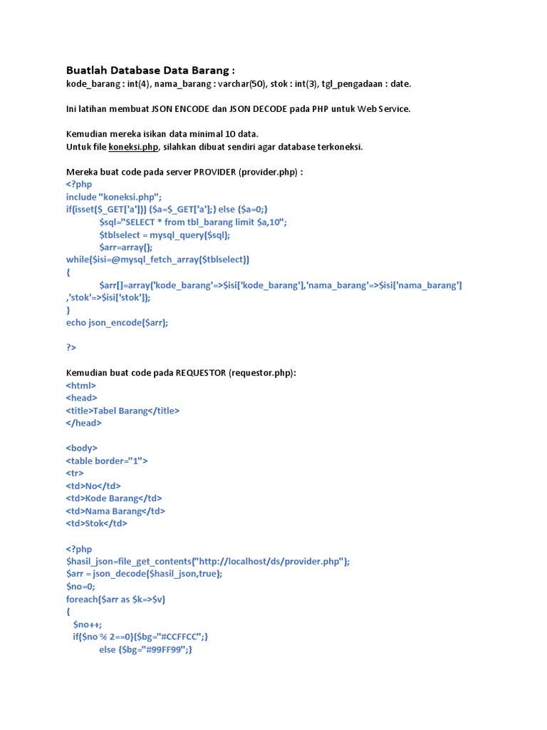 Latihan JSON Pada PHP | PDF