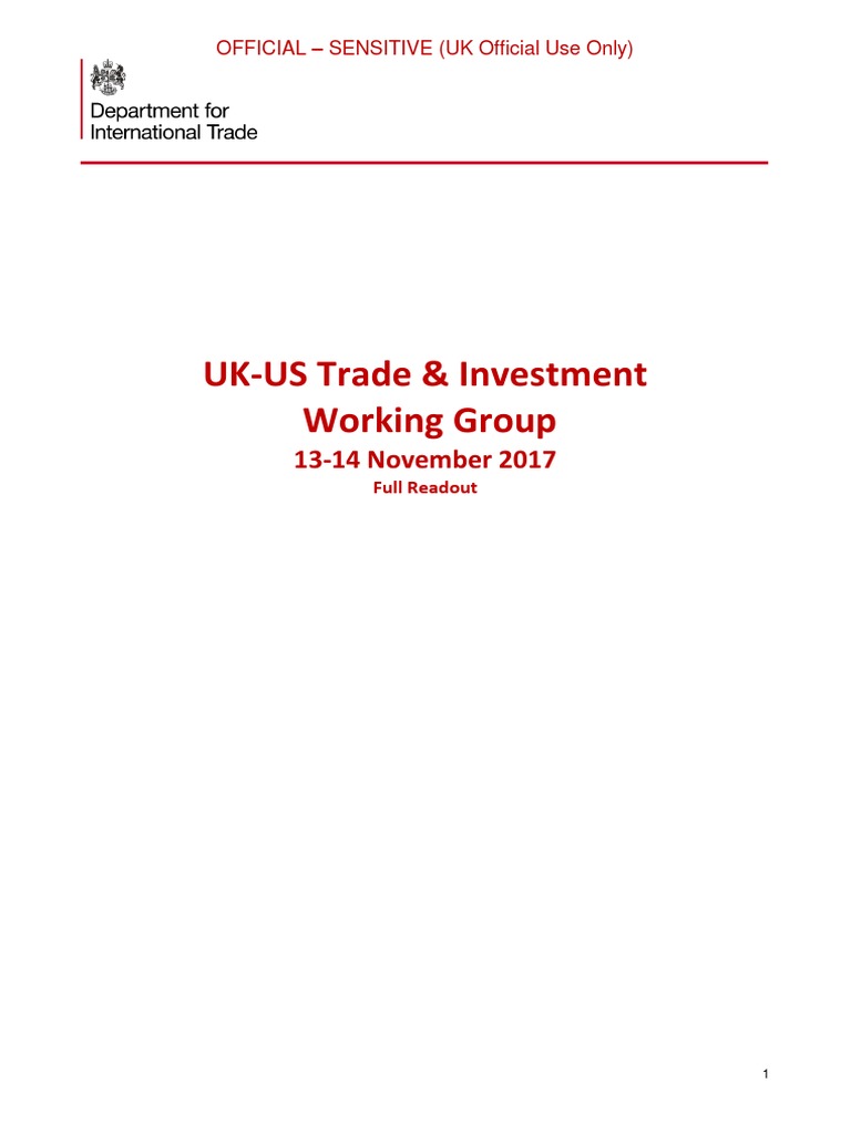 OFFICIAL SENSITIVE Second UK-US Trade and Investment Working Group Full ...