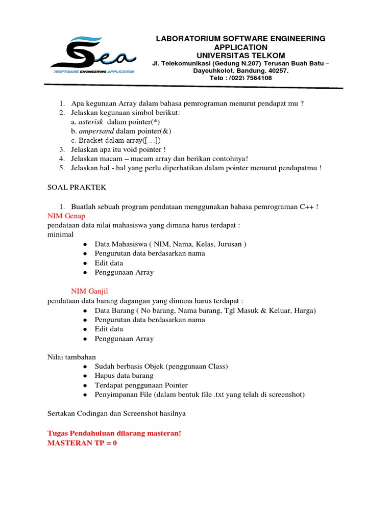 Tugas Pendahuluan Modul 3 (Array Dan Pointer) | PDF | Komputer