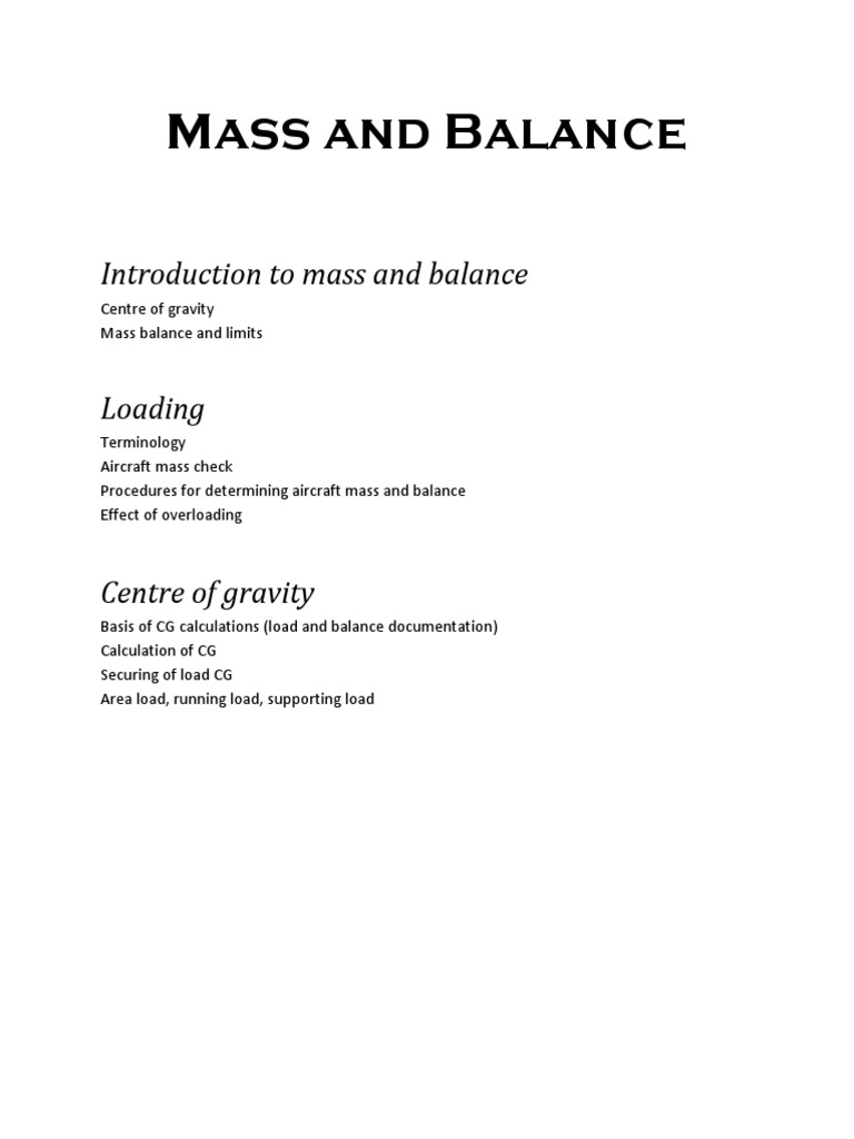 Mass and Balance 96 | PDF | Center Of Mass | Spaceflight Technologies