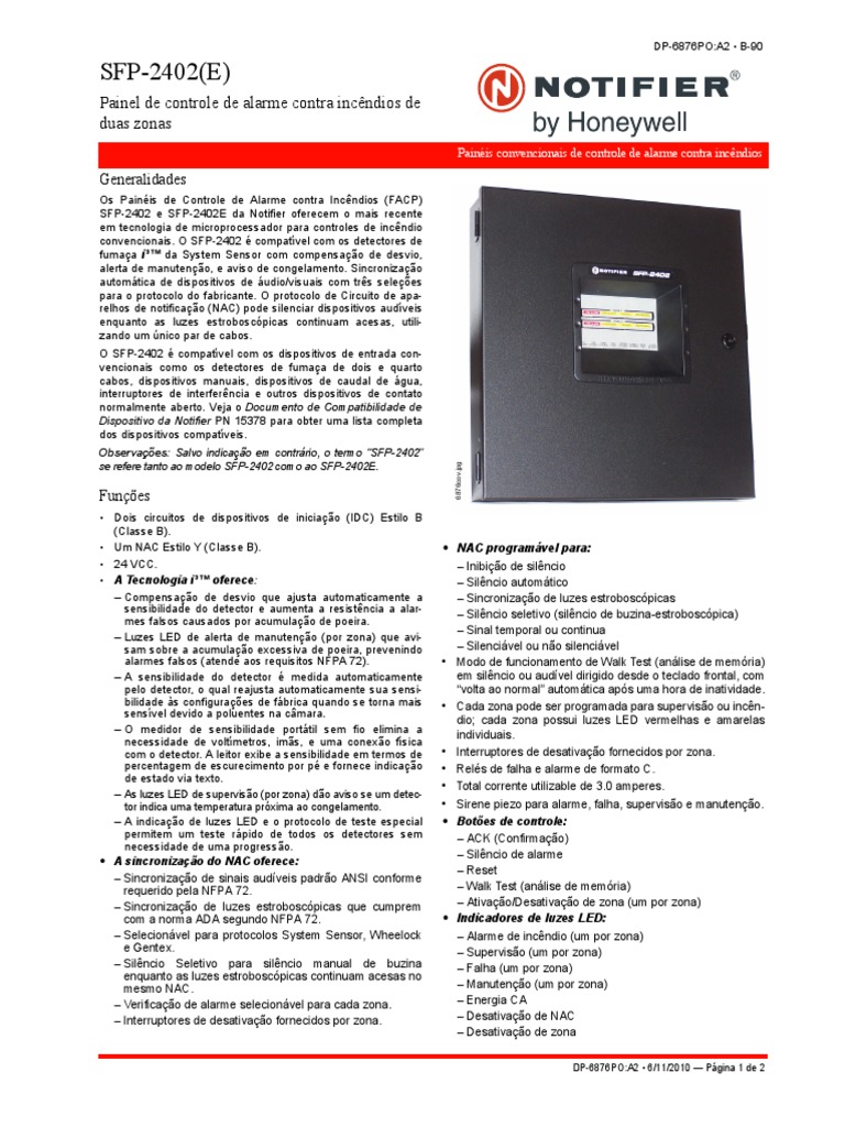 Notifier Datasheet SFP 2402e | PDF | Relé | Rede elétrica
