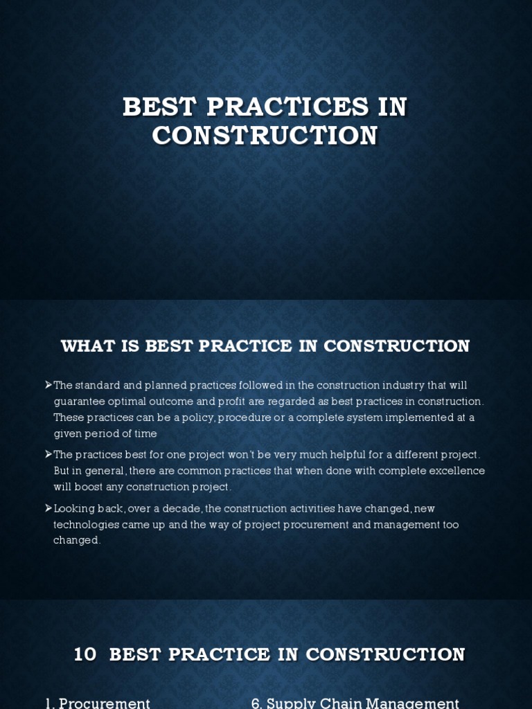 Best Practices for Construction Success | PDF | Supply Chain | Risk ...