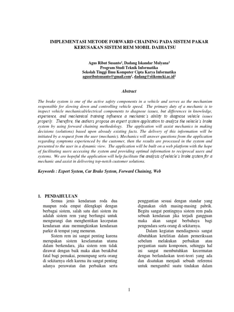 Implementasi Metode Forward Chaining Pada Sistem Pakar Kerusakan Sistem ...