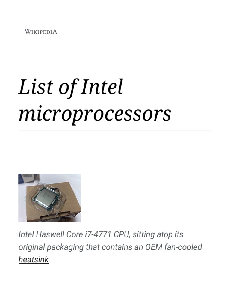 List of Intel Microprocessors | PDF | Intel | Integrated Circuit