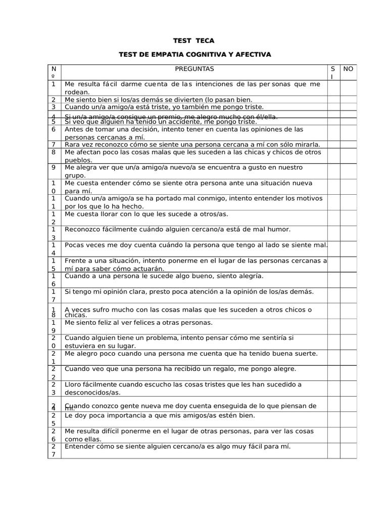 Test Teca | PDF | Sicología | Conceptos psicologicos