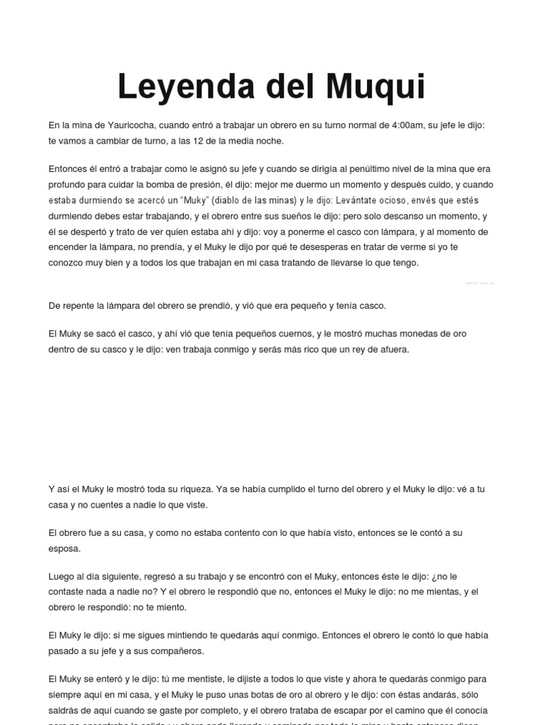 Leyenda Del Muqui | PDF | Purgatorio | Religión y creencia