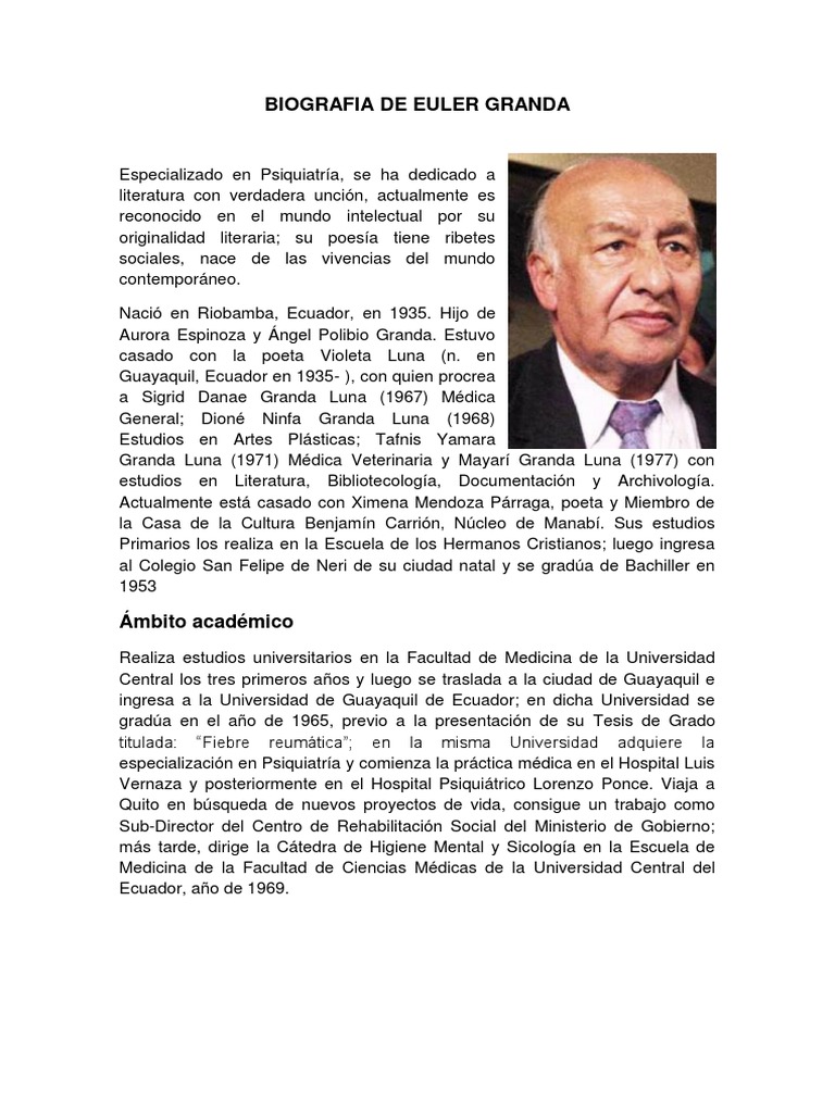 Biografia de Euler Granda | PDF | Ecuador | Educación avanzada