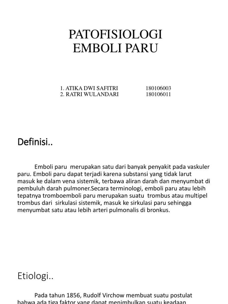 Rontgen untuk Diagnosis Emboli Paru | PDF | Kesehatan Holistik