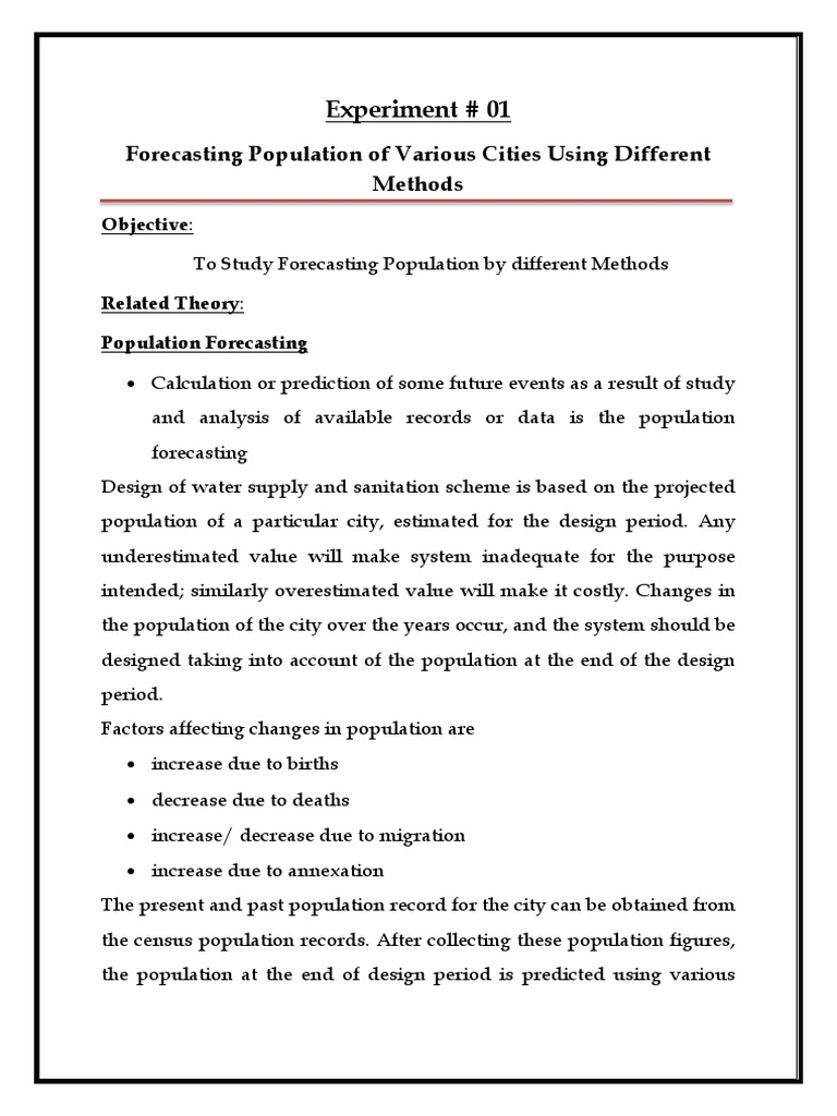 Forecasting Population of Various Cities Using Different Methods | PDF | Forecasting ...