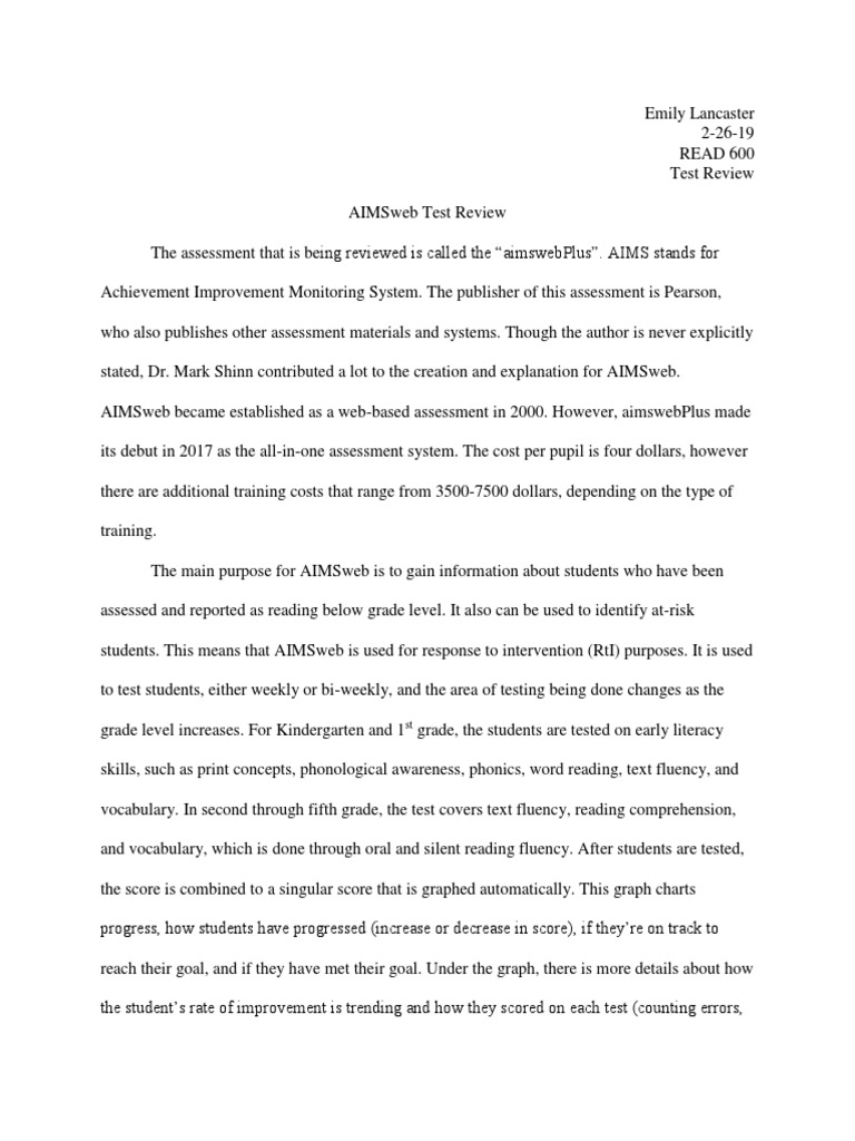 Aims Test Review | PDF | Educational Assessment | Reading Comprehension