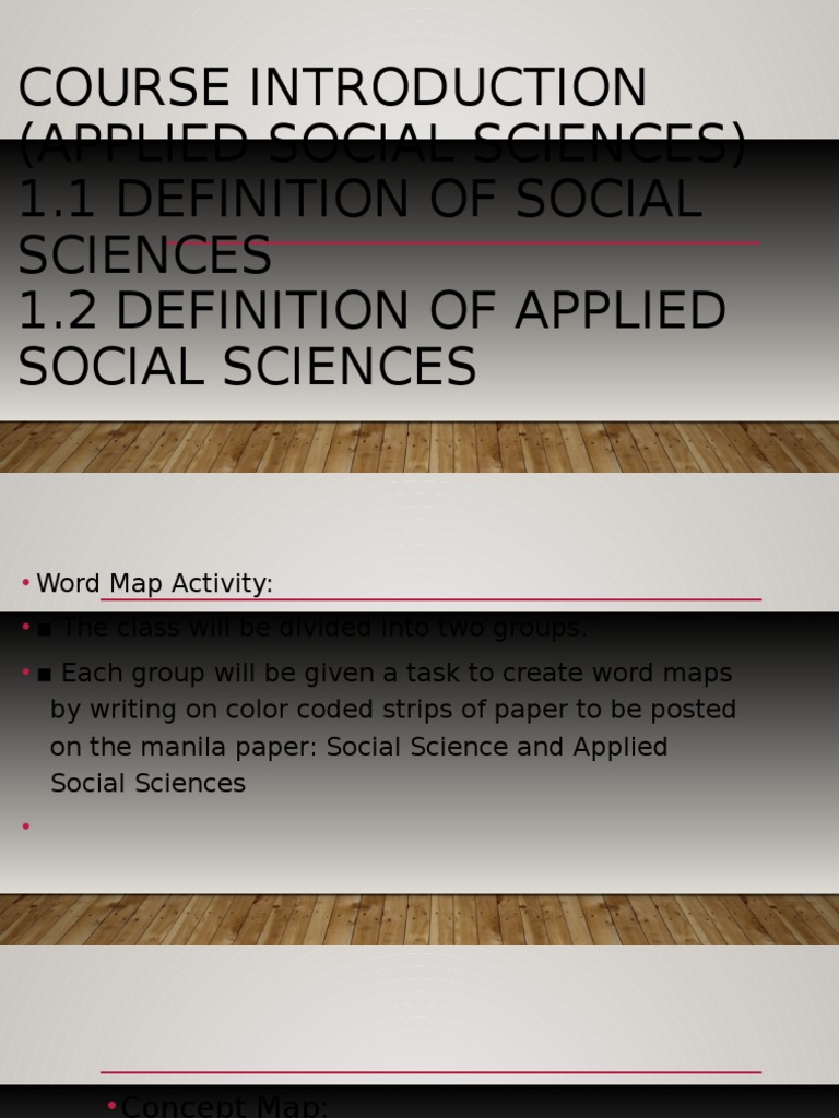 Course Introduction (Applied Social Sciences) .Odp | PDF | Social Science | Sociology