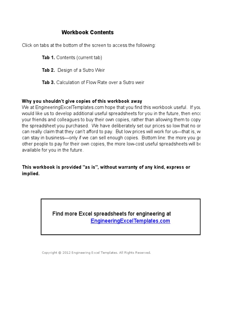 Sutro Weir Design and Flow Calculation - S - Origina - No - Modificar ...