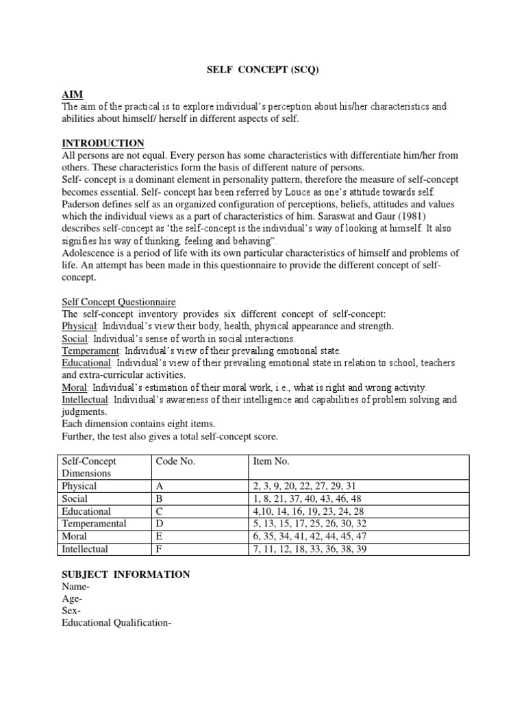 Self Concept | Download Free PDF | Self Concept | Self