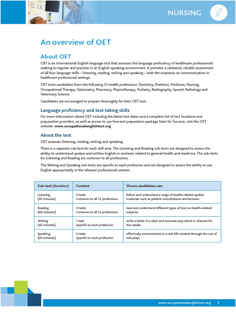 Overview of the Occupational English Test | PDF | Question | Multiple ...