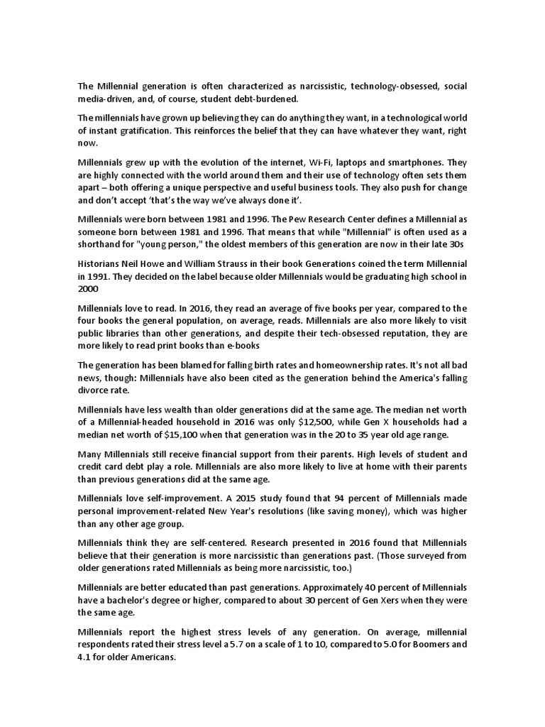 Millennials Presentation | PDF | Millennials | Human Development