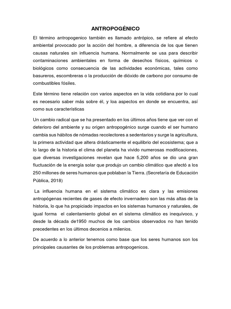 Antropogénico 1 | PDF | Impacto humano en el medio ambiente | Gases de ...