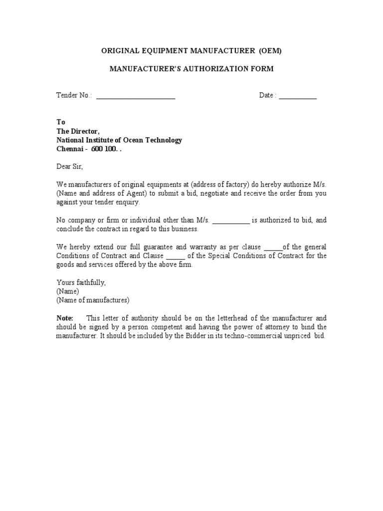 Oem Authorisation | PDF