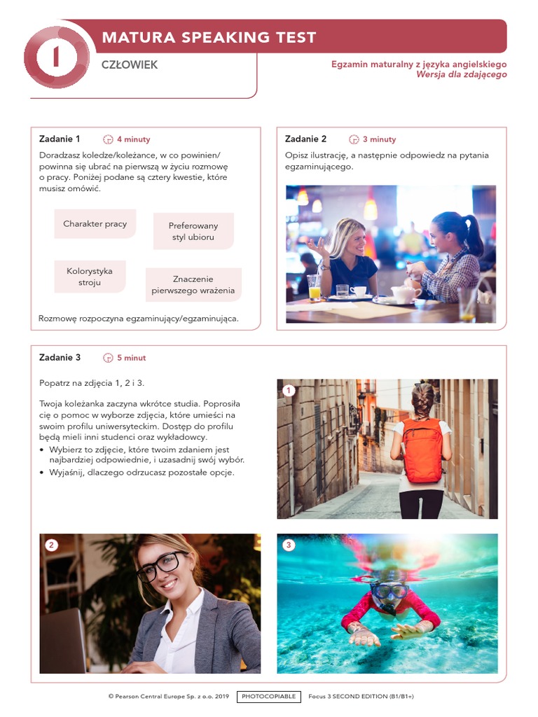 Focus3 2E Matura Speaking Unit 1 For Student | PDF