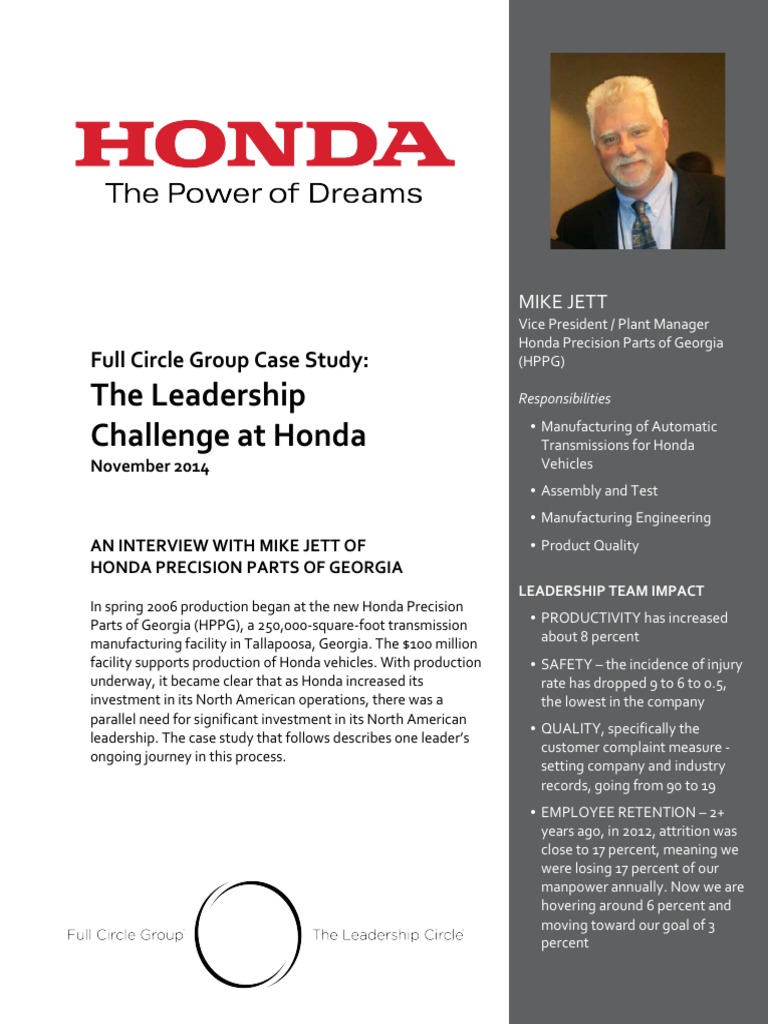 Honda Case Study Full Mike Jett Interview | PDF | Honda | Leadership