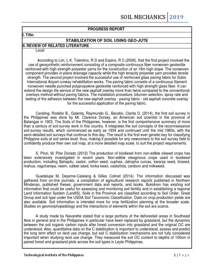 Soil Progress Report | PDF | Geotechnical Engineering | Soil