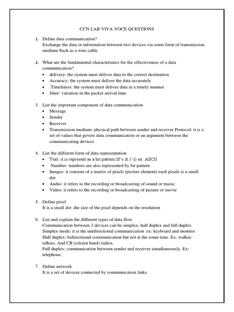 CCN Lab Viva Voce Questions | PDF | Computer Network | Internet Protocol Suite