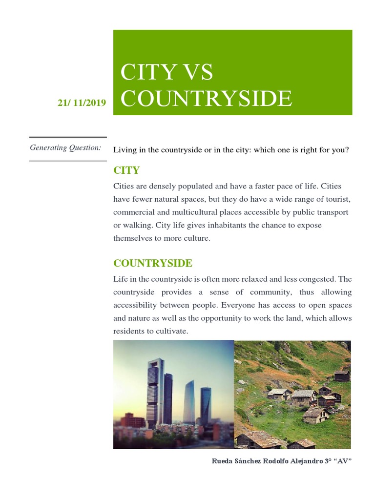 City Vs Countryside | PDF | Social Science | Travel