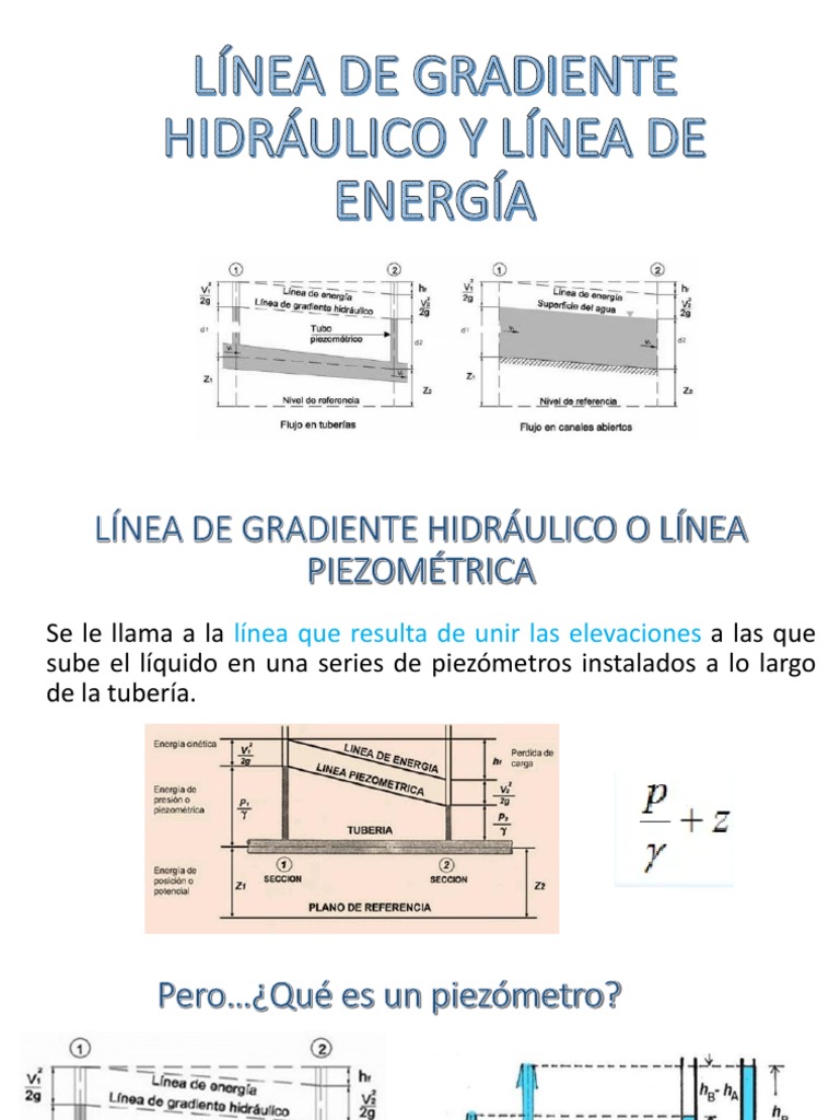 Línea de Gradiente Hidráulico y Línea de Energía | PDF | Métodos y ...