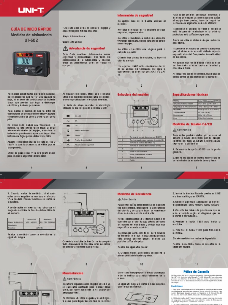 Megger Unit Modelo UT-502 | PDF | Voltio | Electrónica
