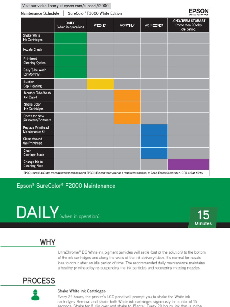 Epson SureColor F2000 Maintenance Schedule | PDF | Printer (Computing ...