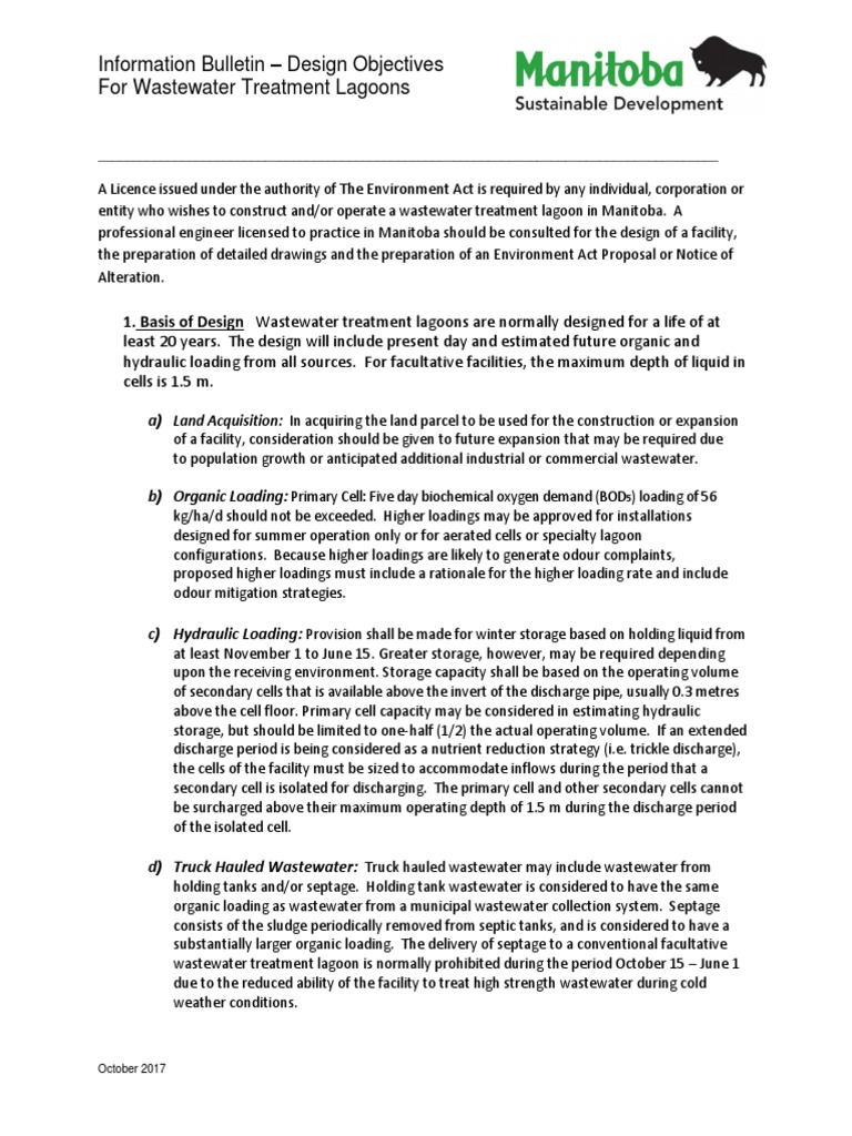 Wastewater Lagoon Design Guide | PDF | Sewage Treatment | Soil