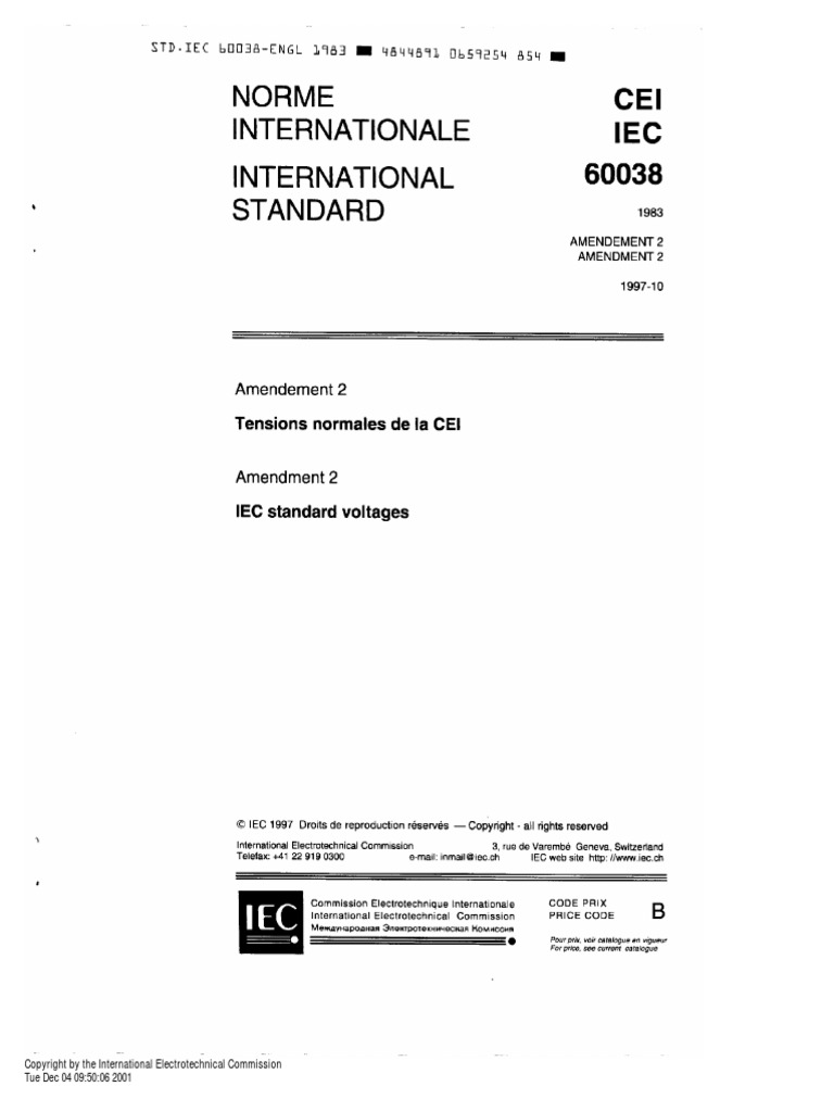 Iec 60038-1997 | Download Free PDF | International Electrotechnical ...