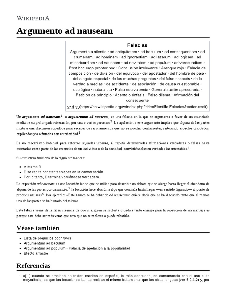 Argumento Ad Nauseam | PDF | Falacia | Técnicas Retóricas