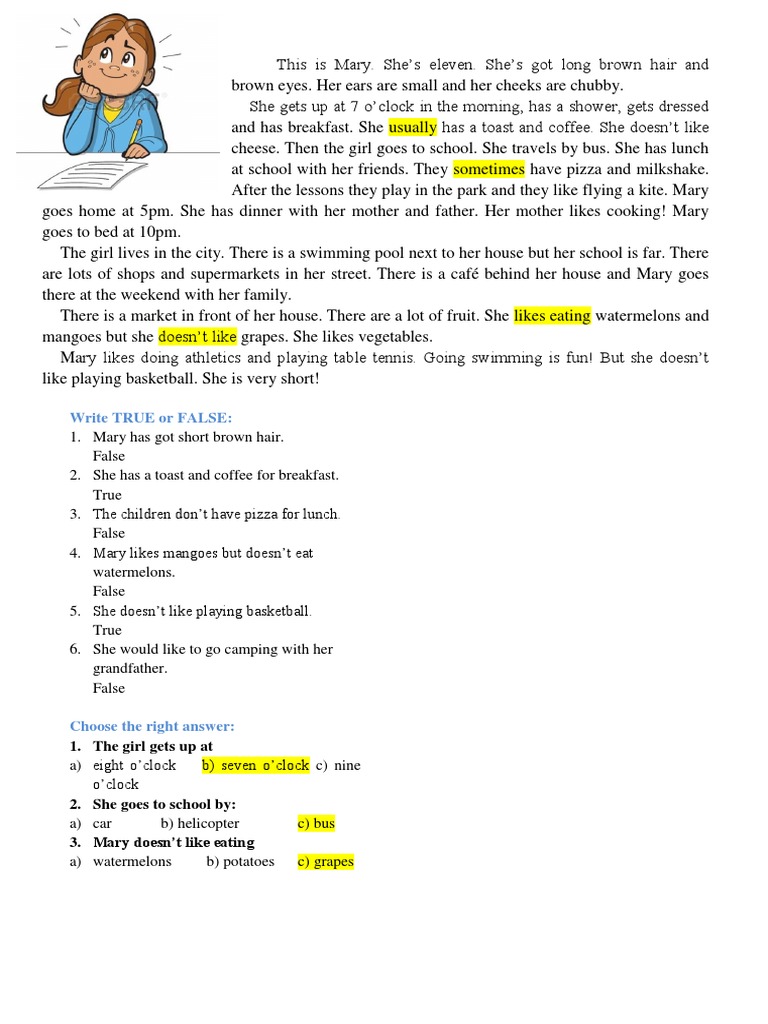 Reading Comprehension Free Time | PDF