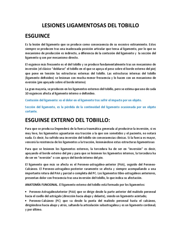 Lesiones Ligamentosas Del Tobillo | PDF | Tobillo | Ciencia de la danza