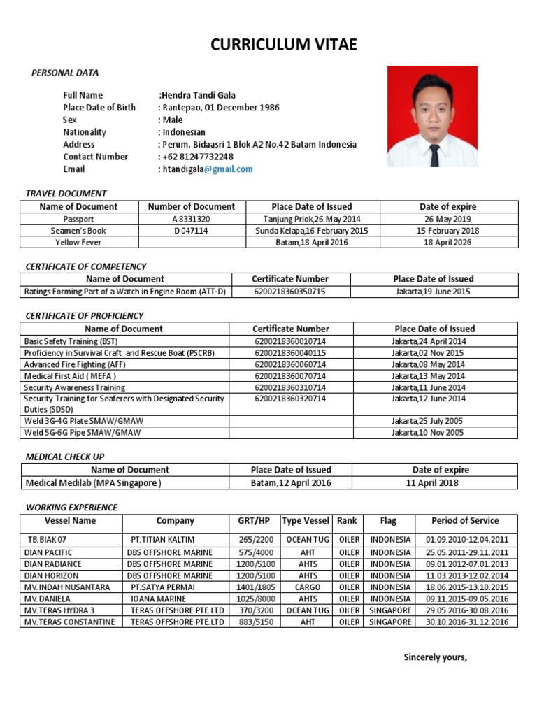 CV Hendra Tandi Gala | PDF | Jakarta | Shipping