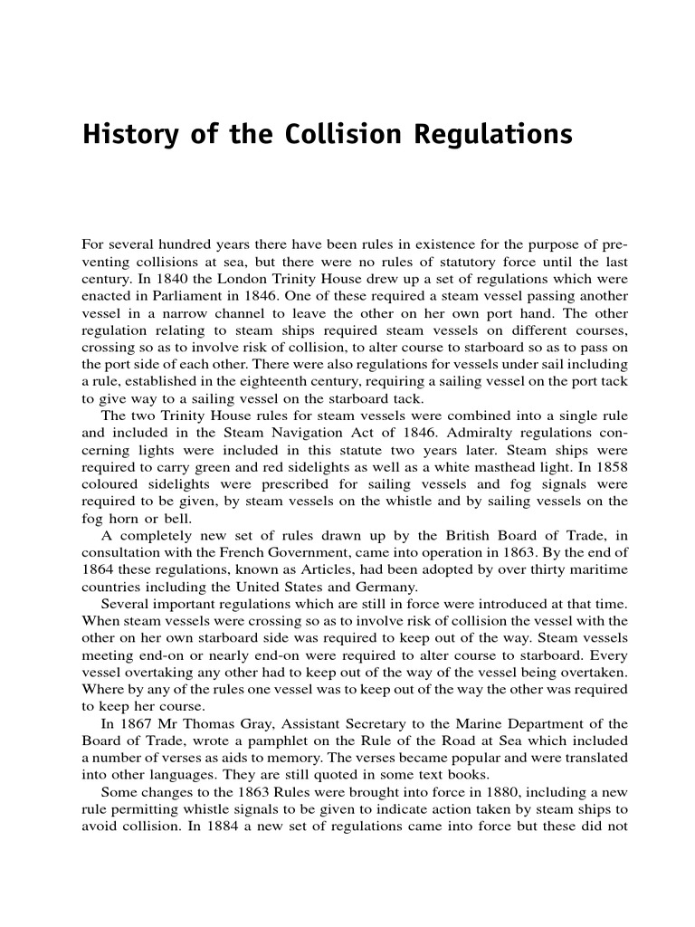 Evolution of Collision Regulations at Sea | PDF | Ships | Water Transport