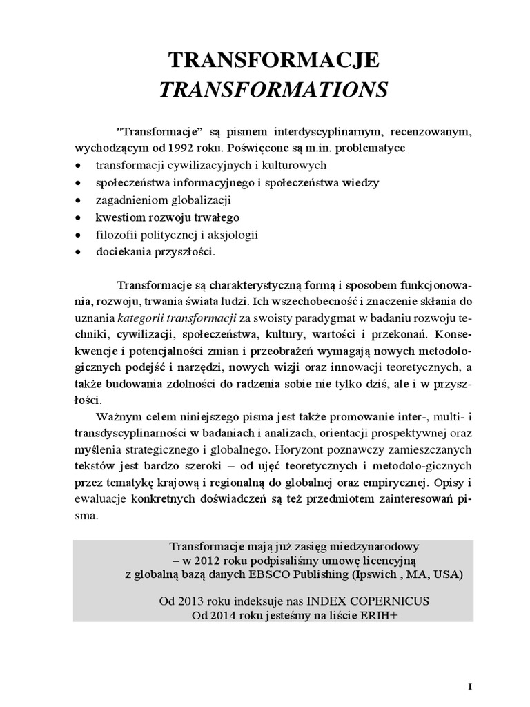 Transformacje 1-2-2018 | PDF